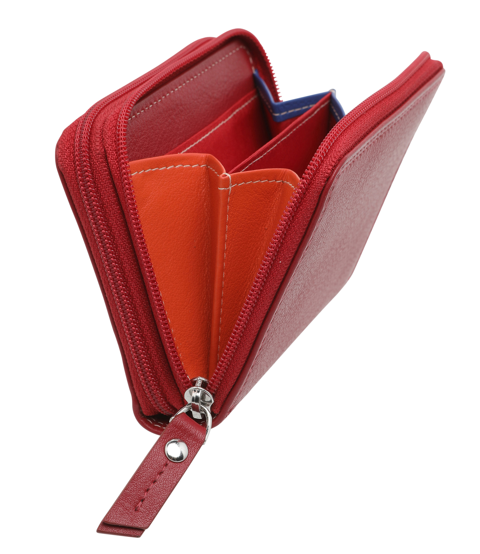 Leather Red & Multi Coloured Wallet 7326 - Modapelle Direct